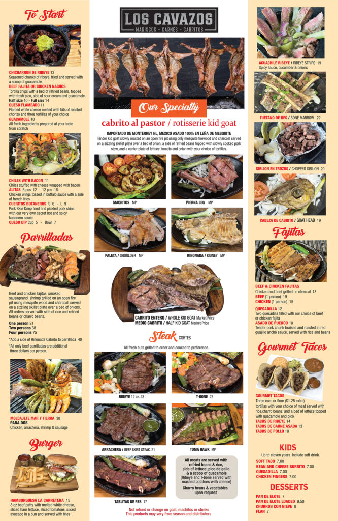 Menu - Cabritos Los Cavazos